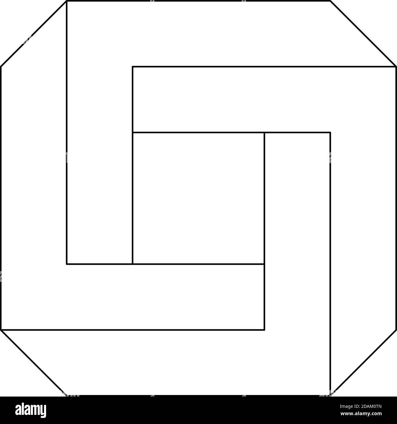 Impossible Square Icon Geometric 3d Object Optical Illusion Vector Illustration Stock Vector