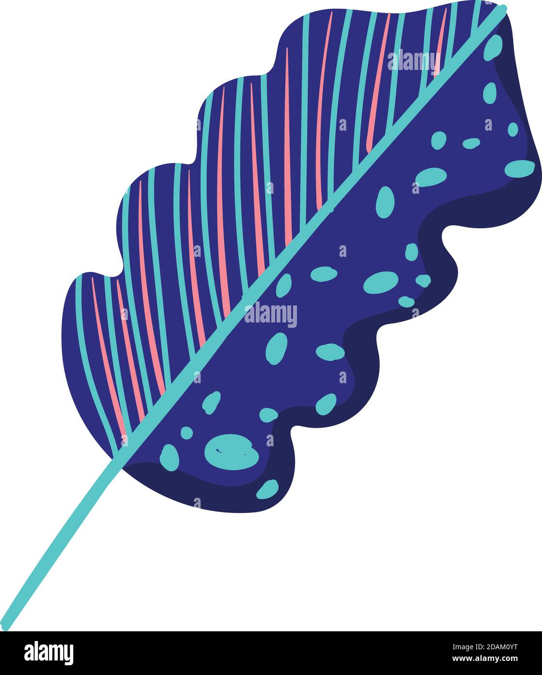 leaf foliage abstract texture blue decoration icon on white background ...