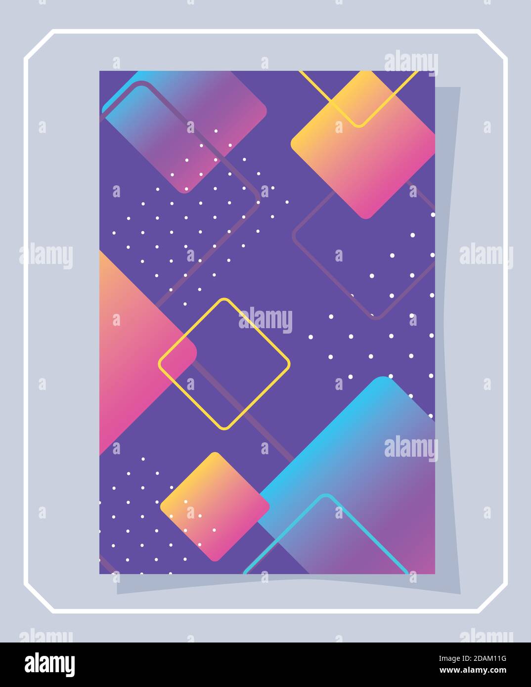 memphis banner with geometric shapes and halftone vector illustration ...