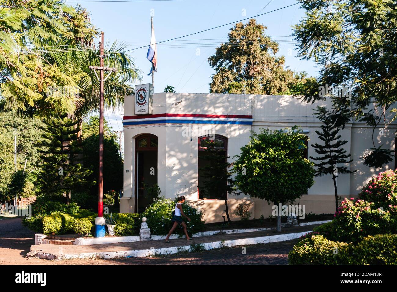 Aregua, Paraguay. 16th March, 2008. A girl walks past "Comisaria 18 ...