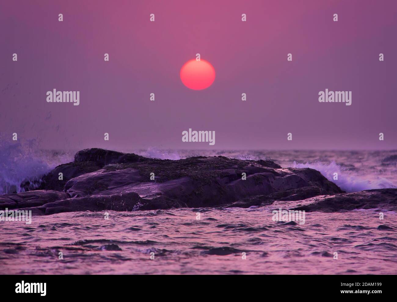 Purple sunset over the Arabian sea. Goa, India Stock Photo - Alamy