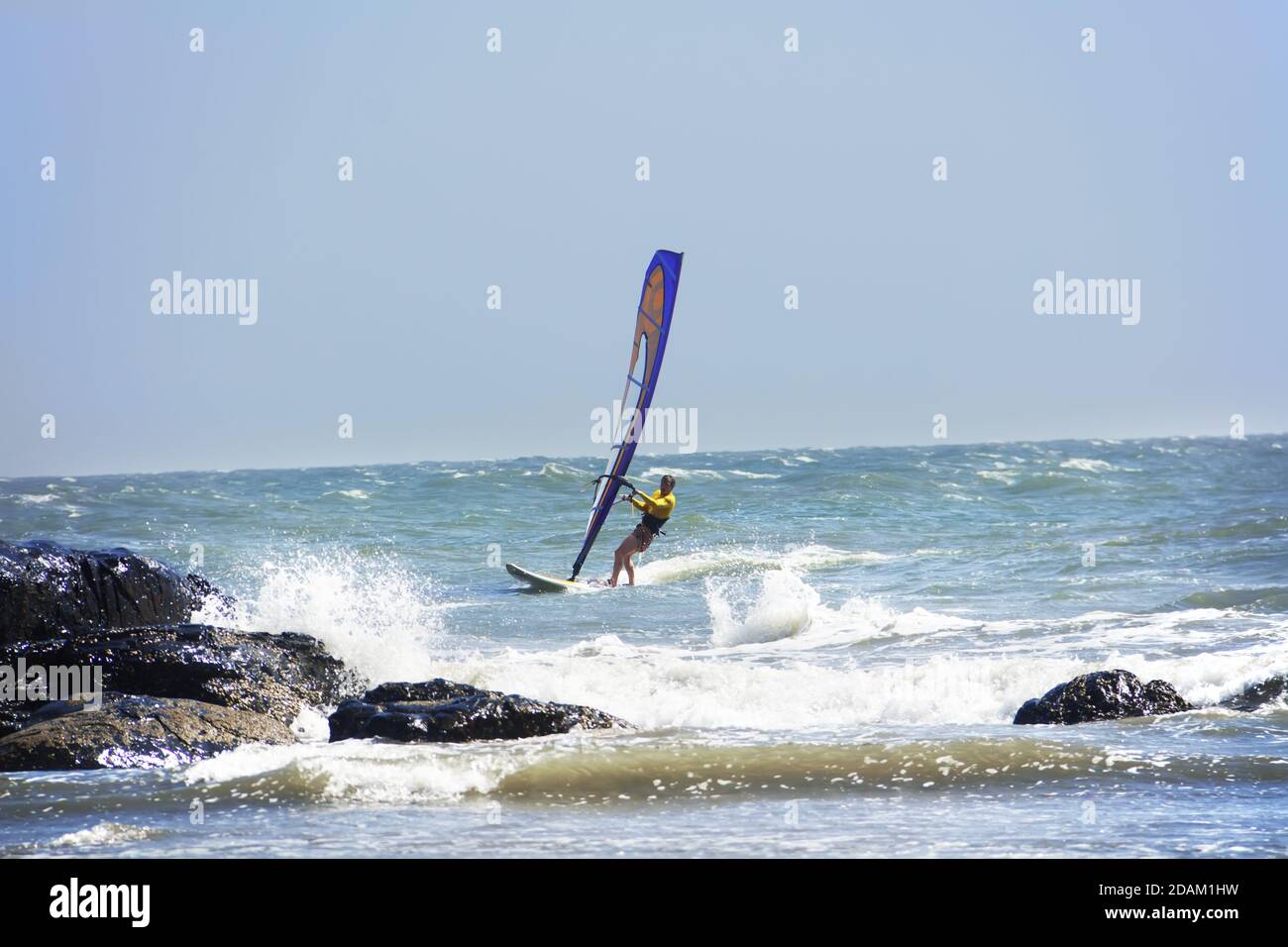Windsurfing On The Sea Surface. March 14, 2016. North Goa, India Stock ...
