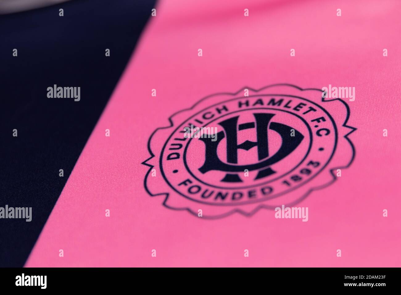 Dulwich Hamlet Football Club Founded 1893 Badge on the pink sash of the ...