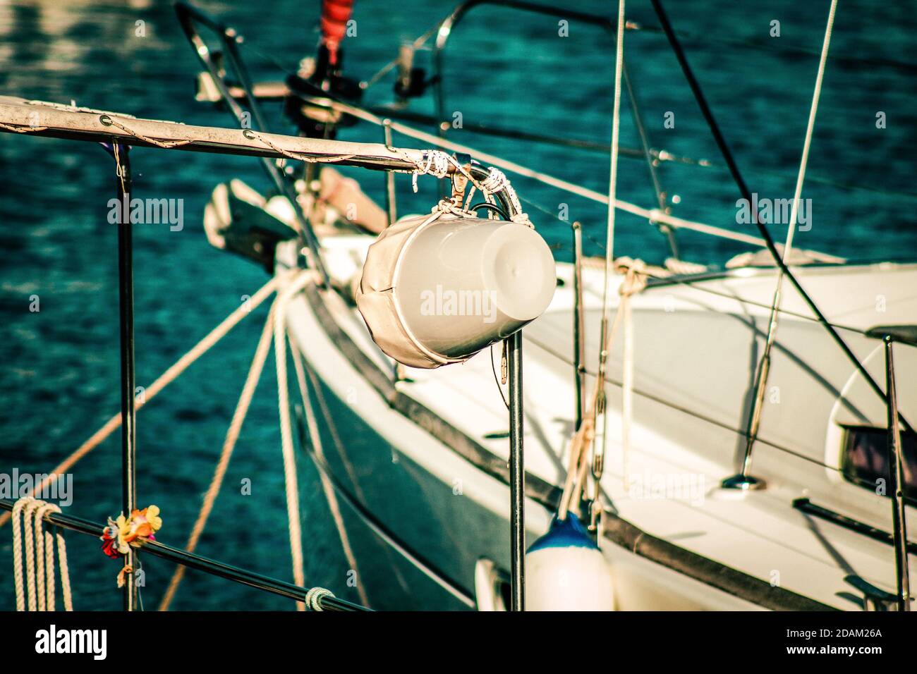Closeup of a boat moored in the marina Stock Photo - Alamy