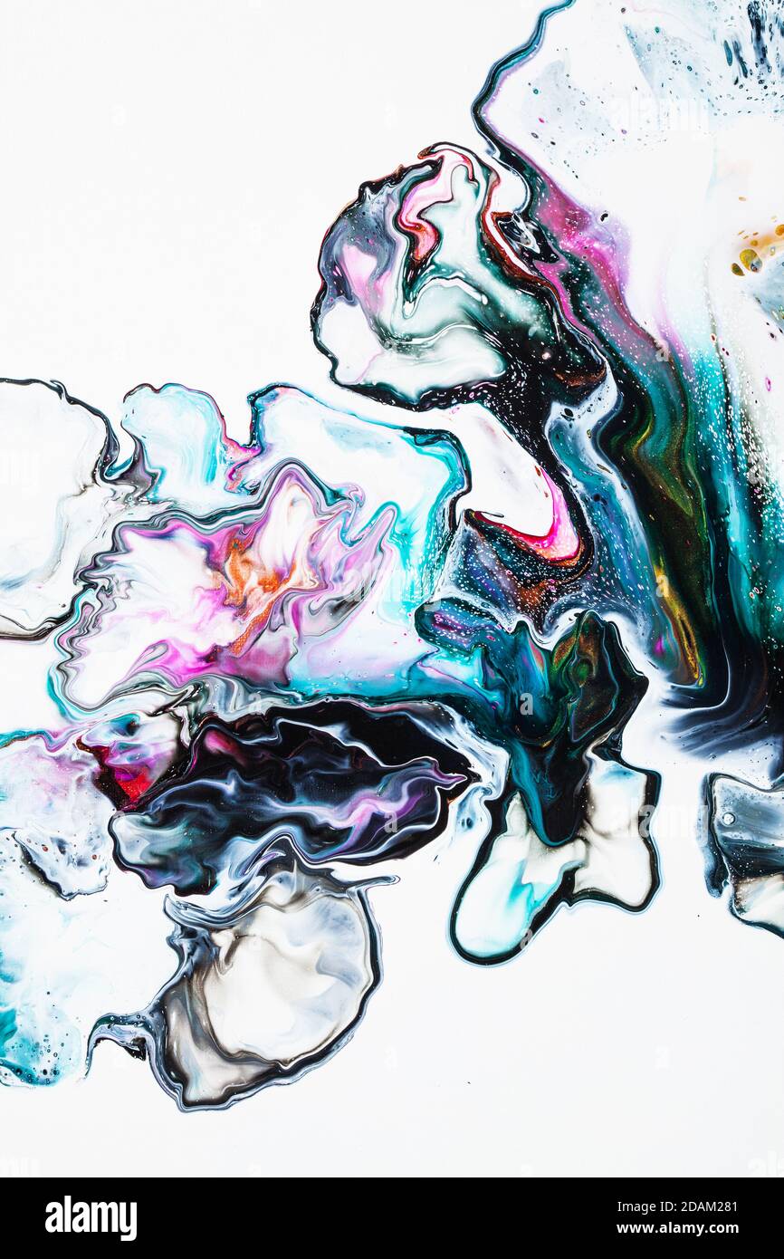 Floral fluid art abstract background. Colorful liquid paint texture ...