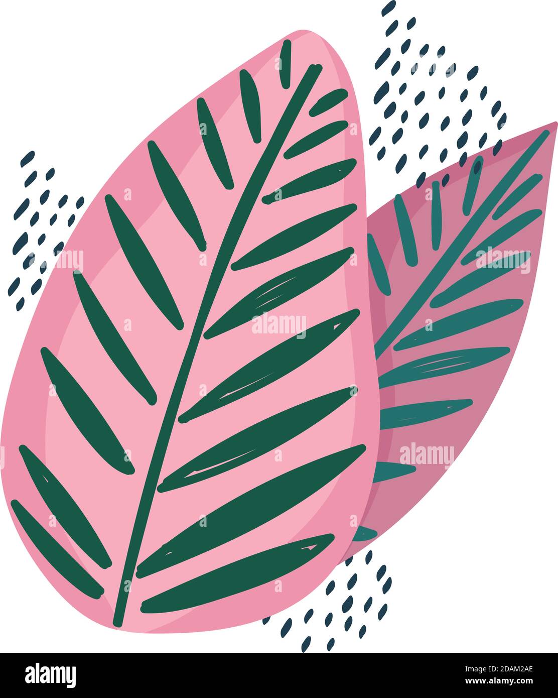 pink leaves decoration abstract ornament icon white background vector ...