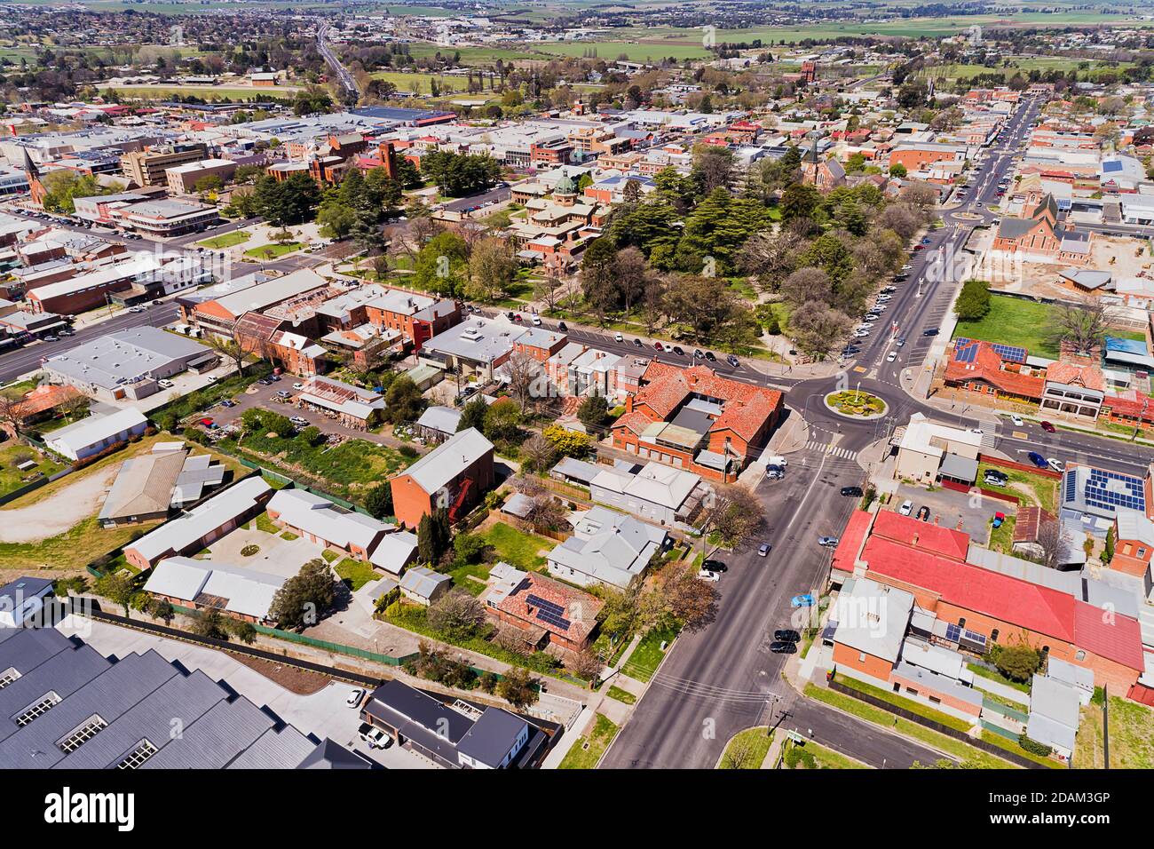 Downtown of Bathurst city - aerial view over central streets, George ...