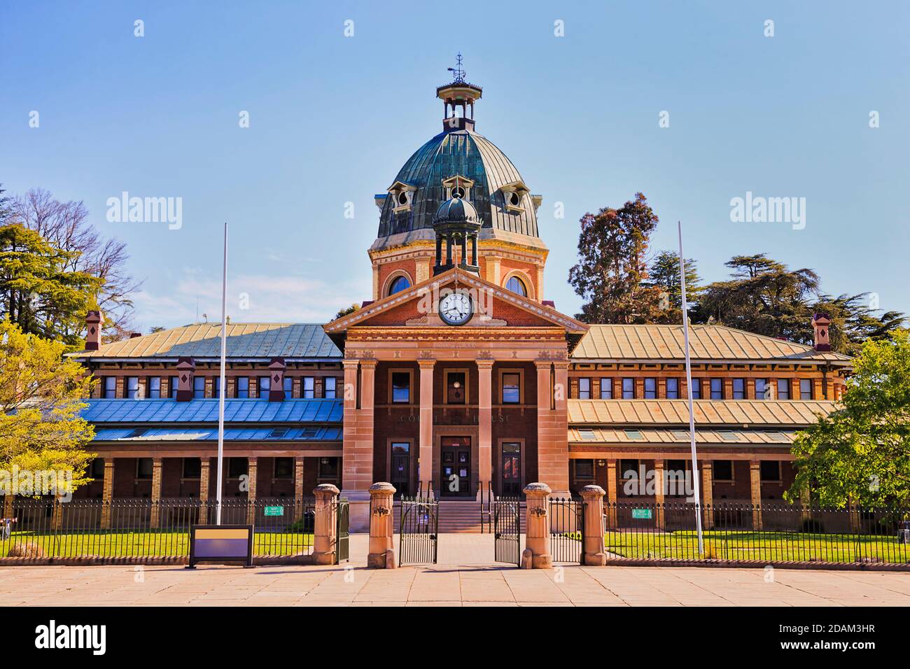 Entrance gate and steps to historic public court house palace in ...