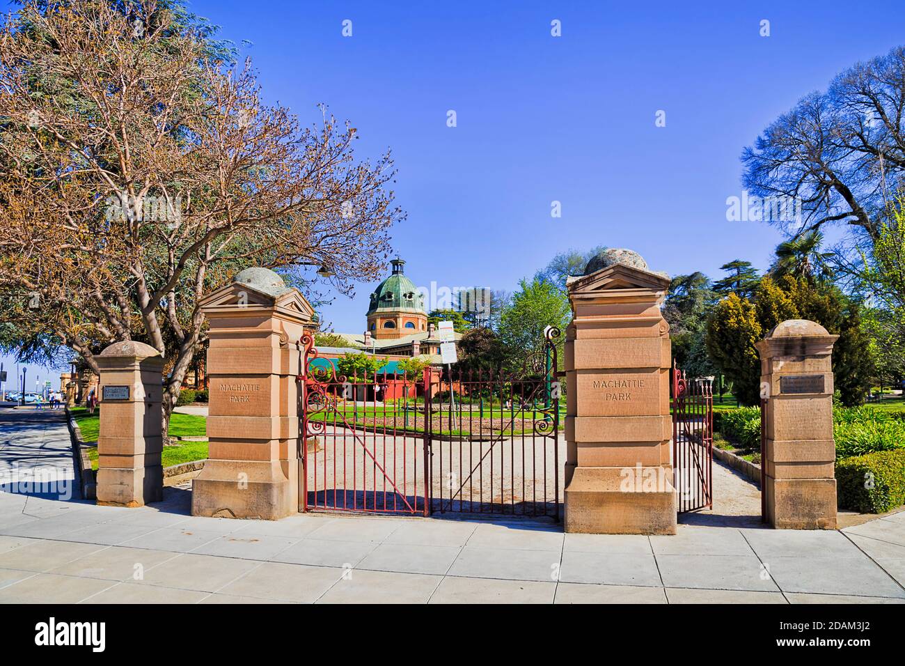 Entrance gate to Mathattie park in Bathurst city of Australia on a ...