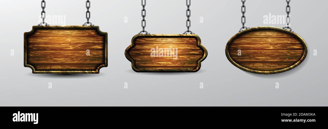 Vector realistic illustration of wooden signboard Stock Vector Image ...