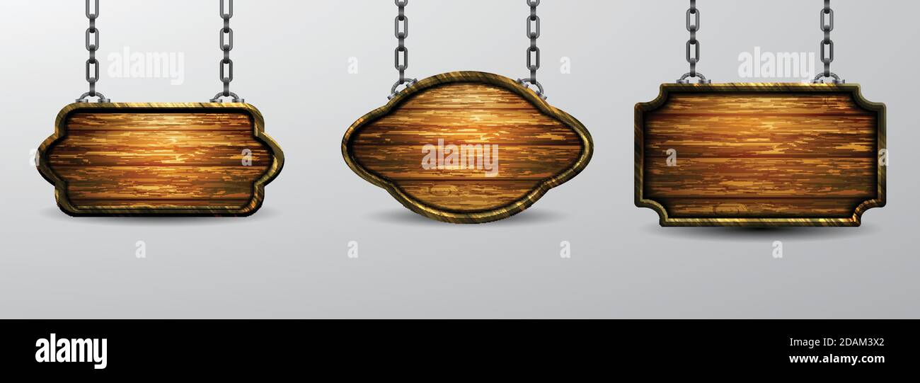 Vector realistic illustration of wooden signboard Stock Vector Image ...