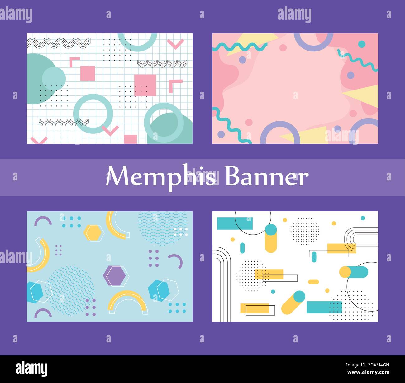memphis style banner design collection of templates with geometric ...