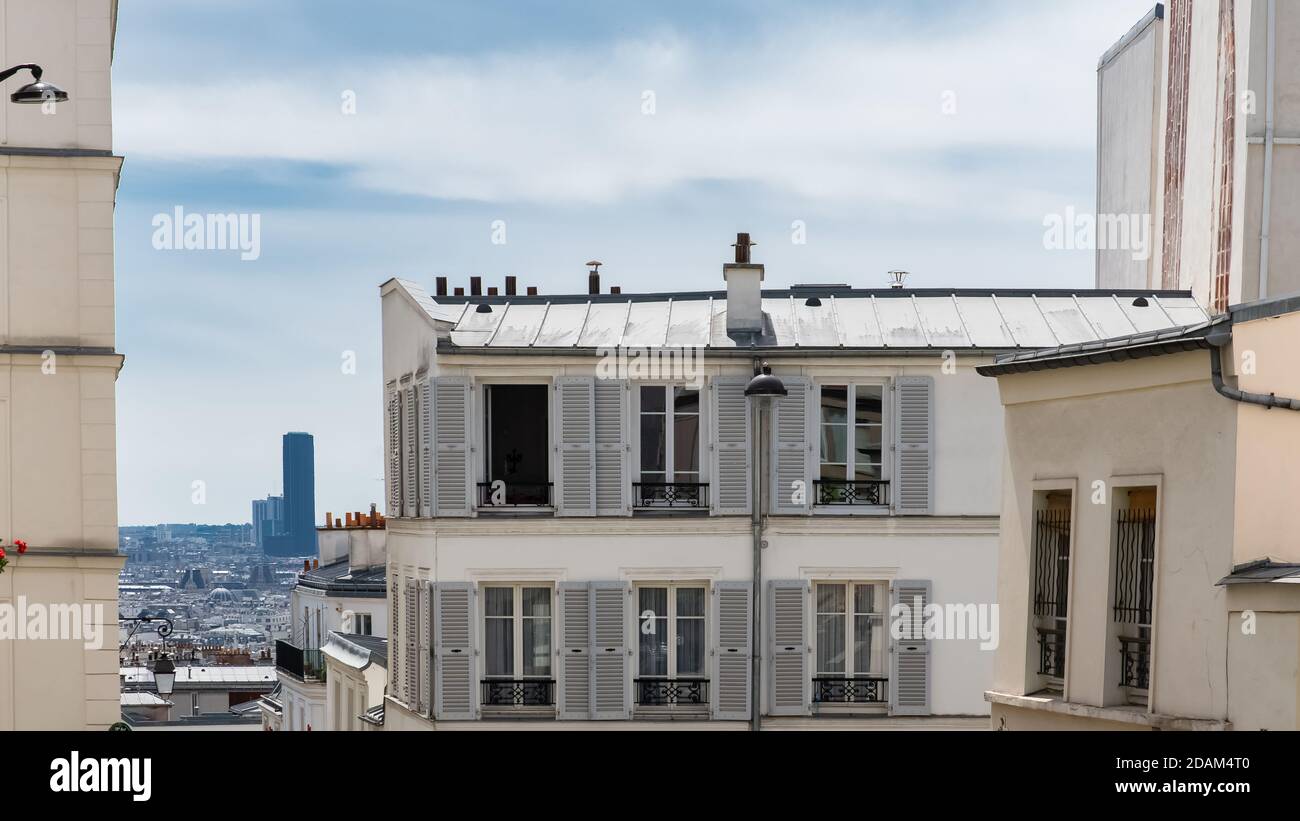 Paris, Montmartre, typical buildings and staircase, romantic view Stock ...