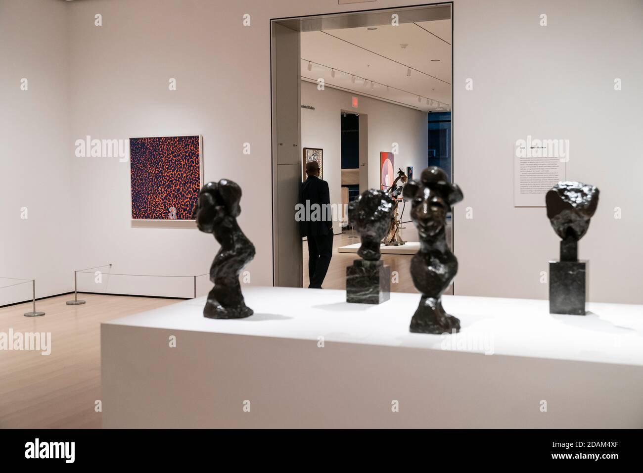 New York, NY - November 13, 2020: Security guard seen in one of the ...