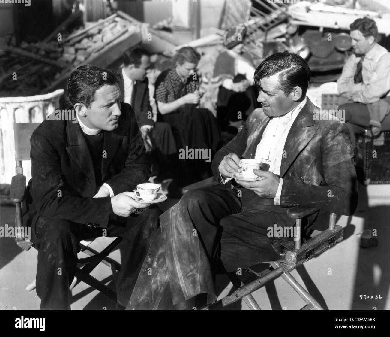 SPENCER TRACY and CLARK GABLE on set candid drinking cup of tea during ...