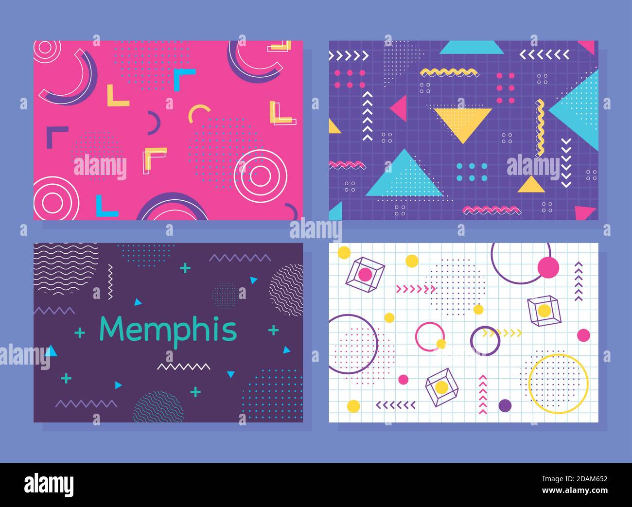 set of memphis style banner, abstract shapes decoration vector ...