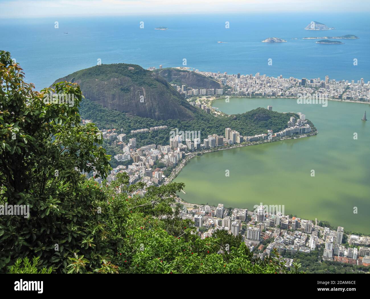 Rio de Janeiro, Brazil - December 24, 2008: Aerial view of green Lagoa ...