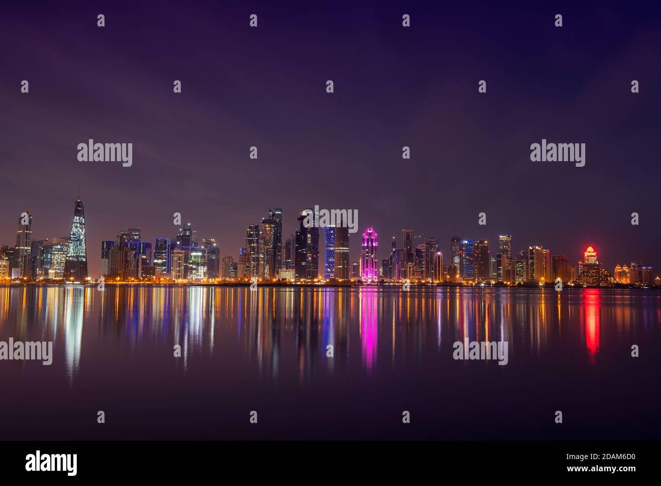The skyline of Doha, Qatar during sunset Stock Photo - Alamy
