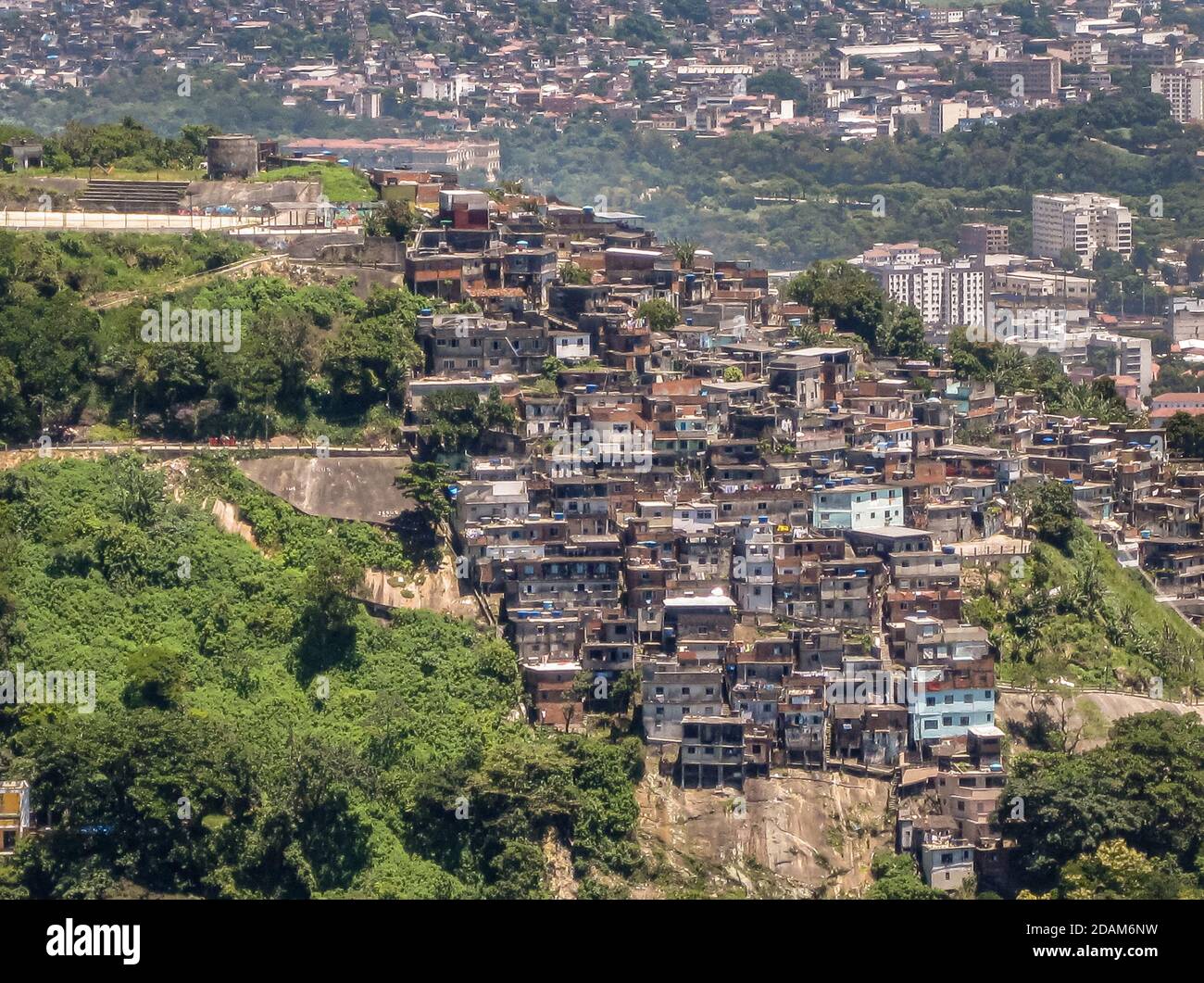Rio de Janeiro, Brazil - December 24, 2008: Aerial view on favela built ...