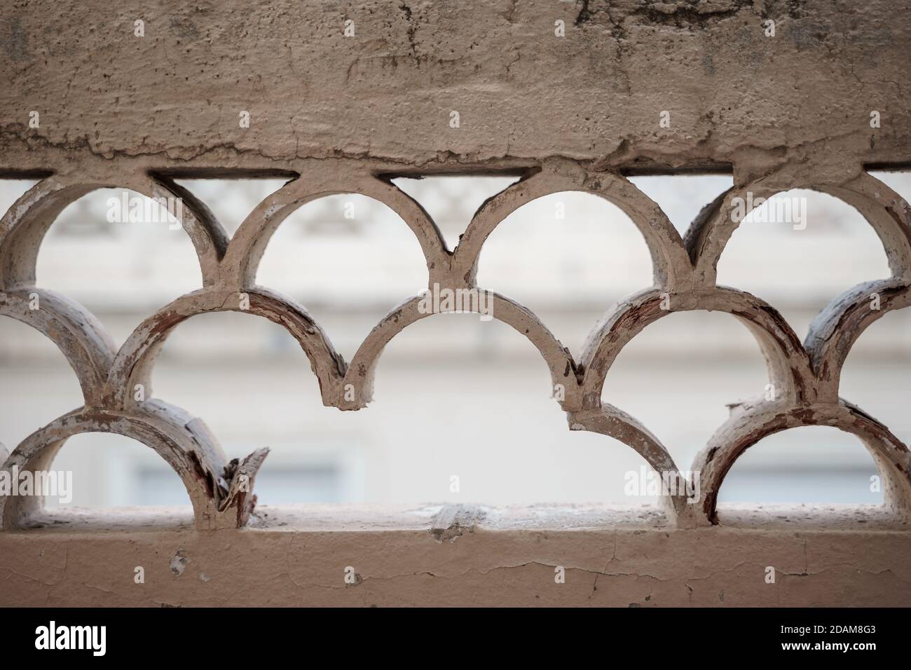 Front view of an old and broken lattice balustrade Stock Photo - Alamy