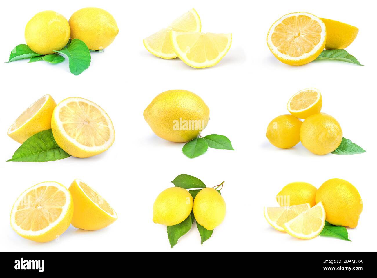 Collection of lemons isolated on a white background Stock Photo - Alamy