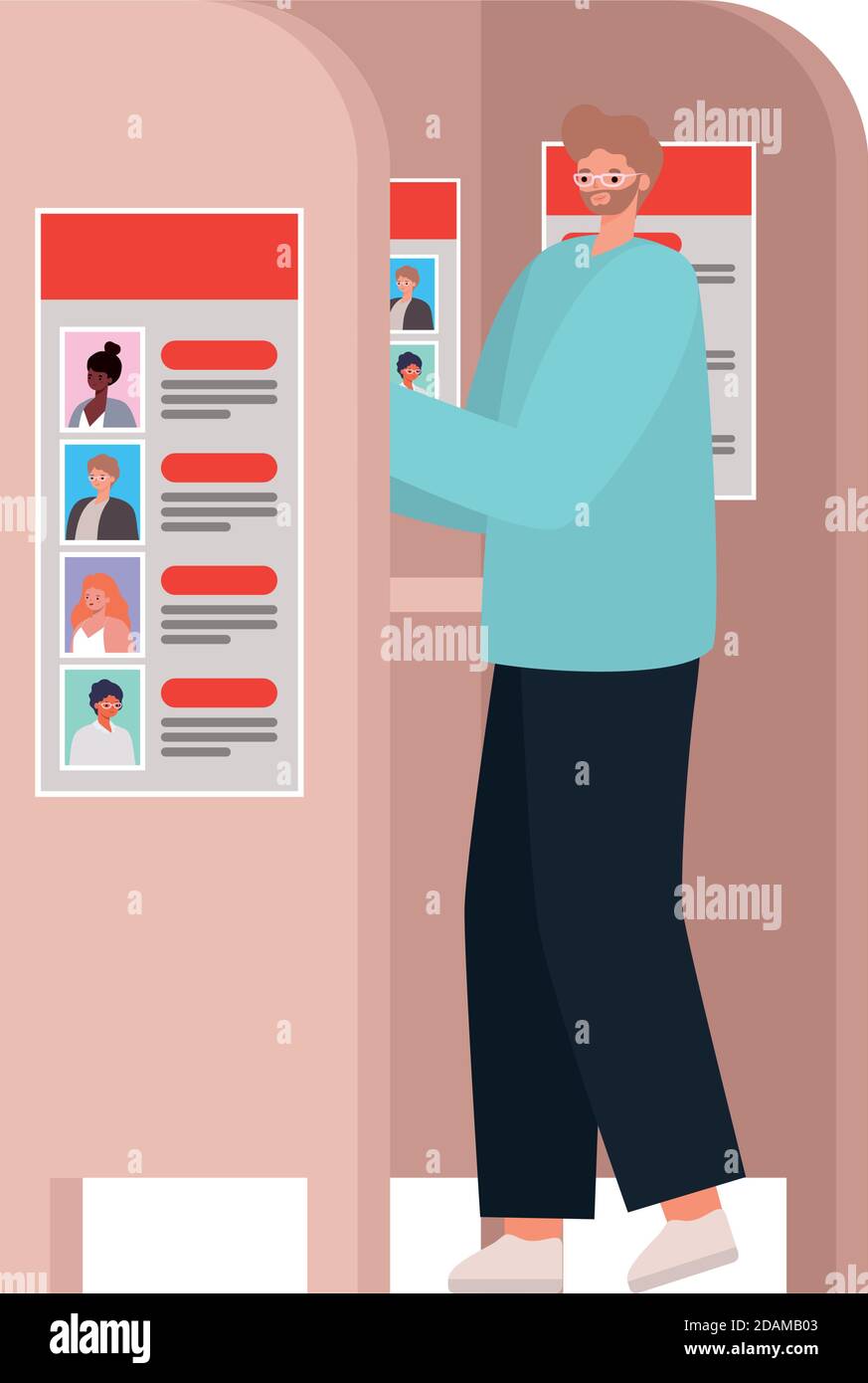 man voting with ligth brown hair and blue coat in voting booth Stock ...