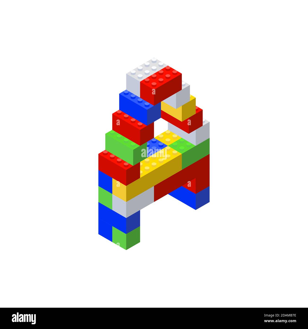 Isometric font made from color plastic blocks. The childrens designer ...
