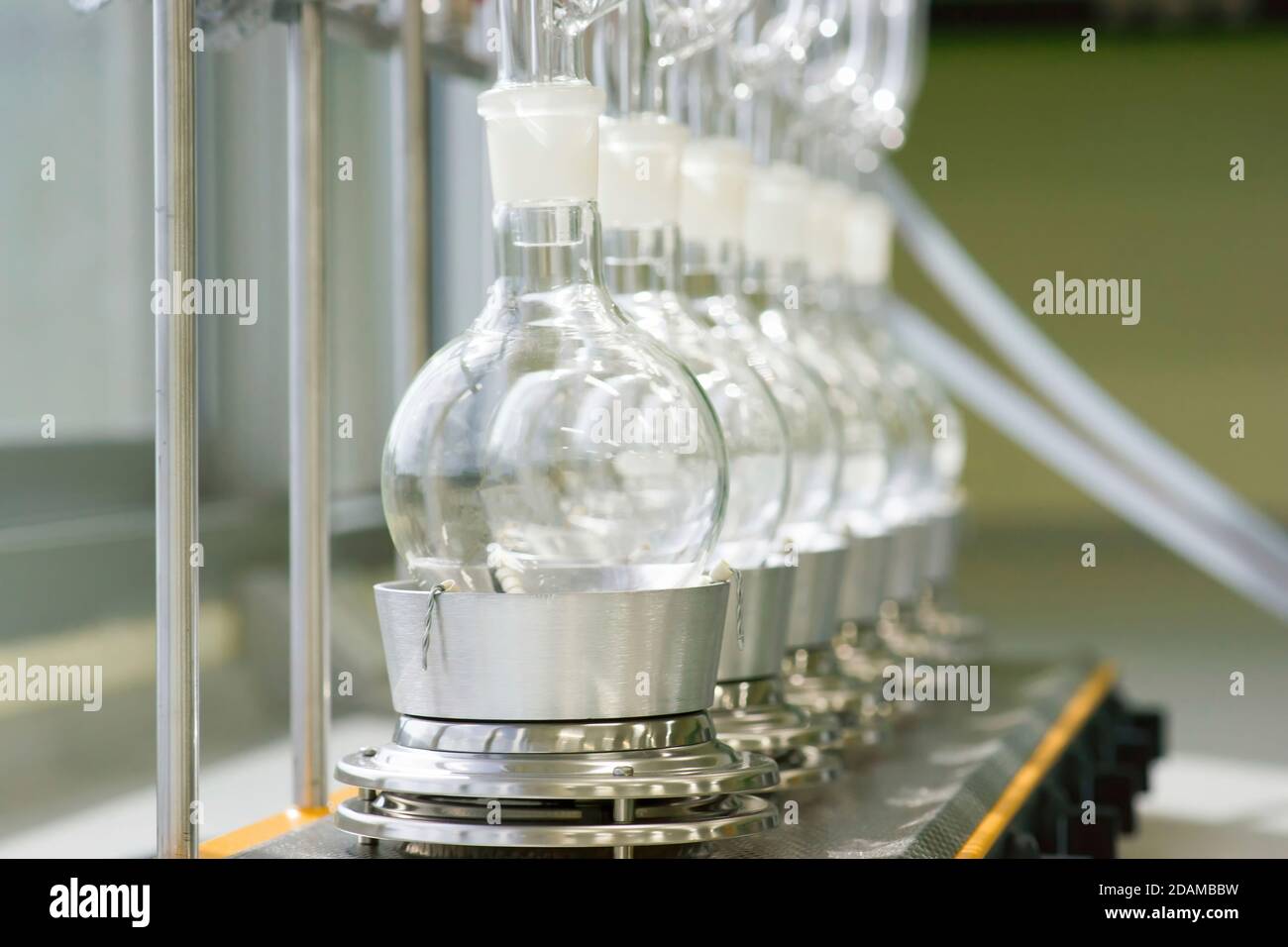 Soxhlet extractor. Round bottom flasks on a heating mantle Stock Photo ...
