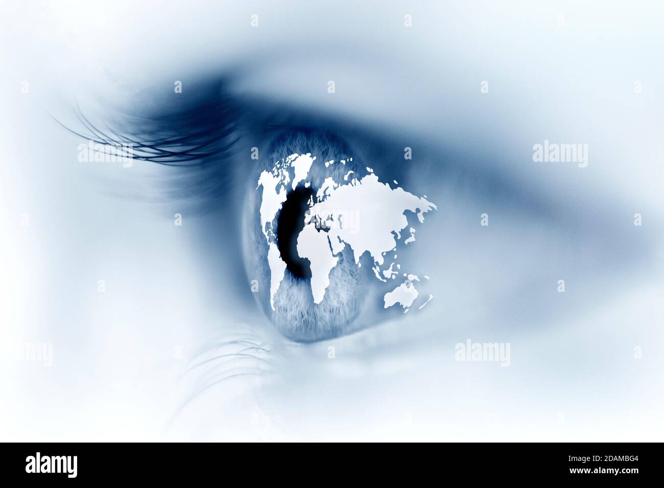 Human eye with world map, illustration Stock Photo - Alamy