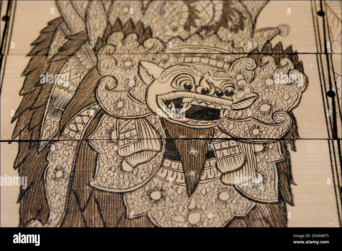 Intricately engraved Balinese hindu scripts on bamboo paper being sold ...