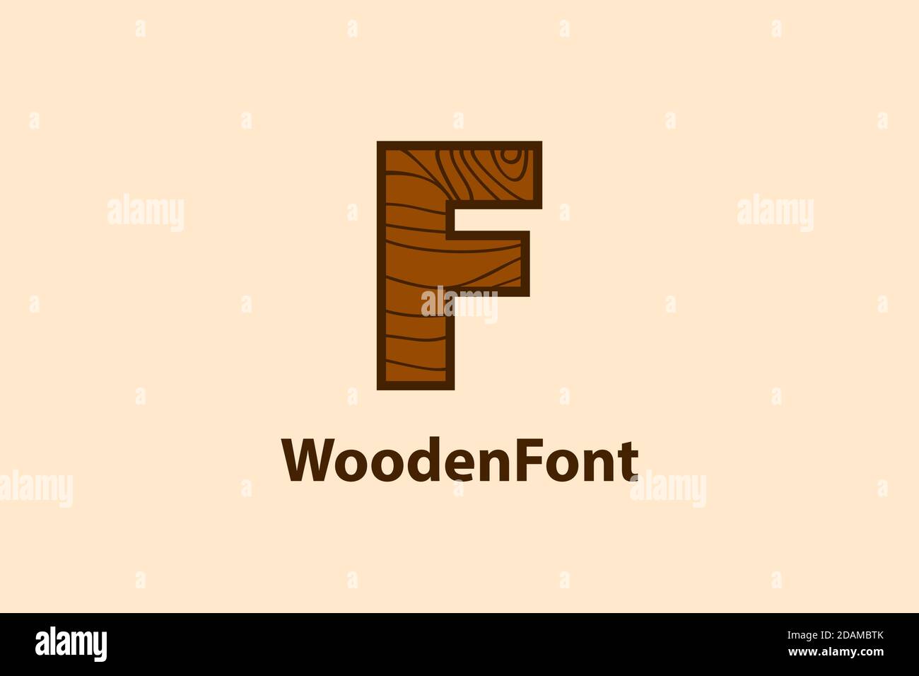 Abstract letter logo with wood grain texture design concept. modern and ...