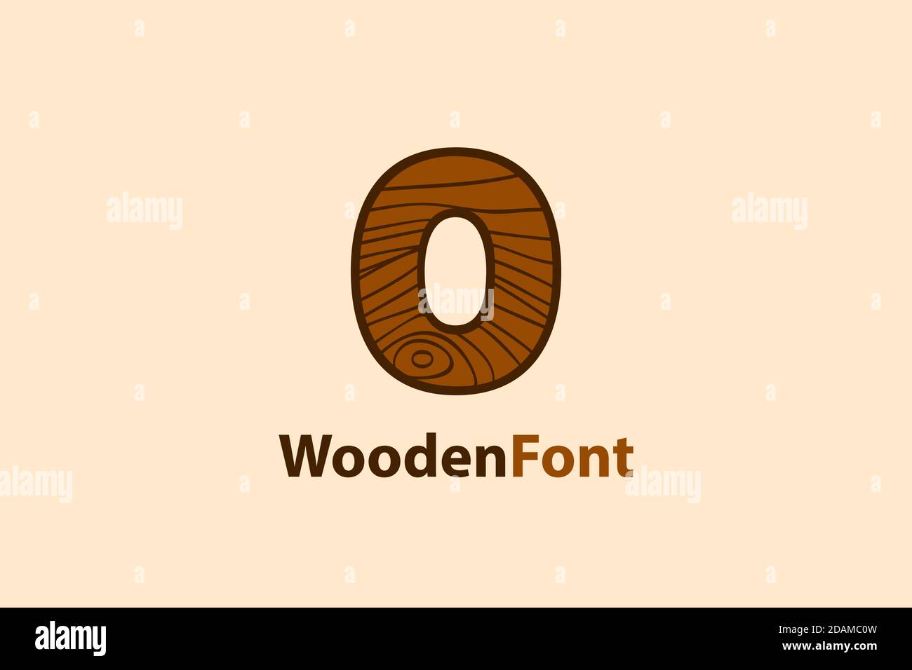 Abstract letter O logo with wood grain texture design concept. modern ...