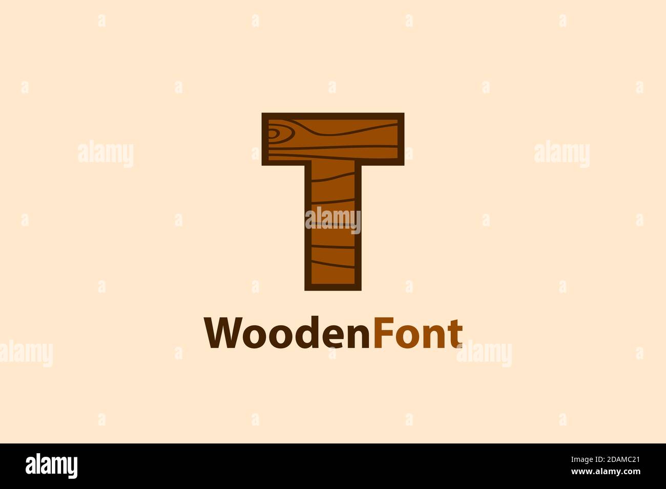 Abstract letter T logo with wood grain texture design concept. modern ...