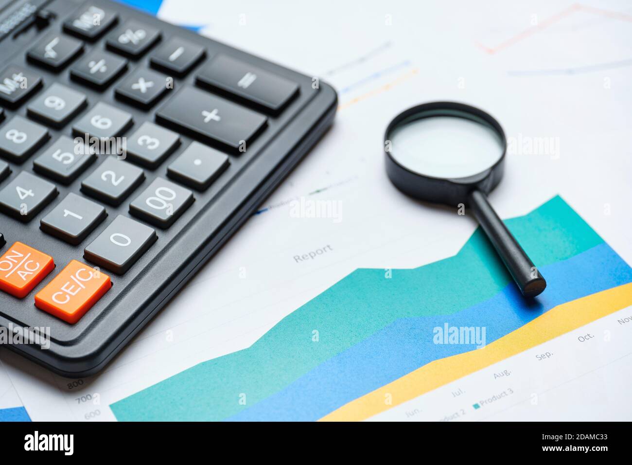 Research concept and data analysis on charts and reports Stock Photo ...