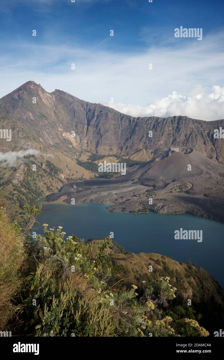 Rinjani volcano on the island of Lombok rises to 3,726 metres (12,224 ...