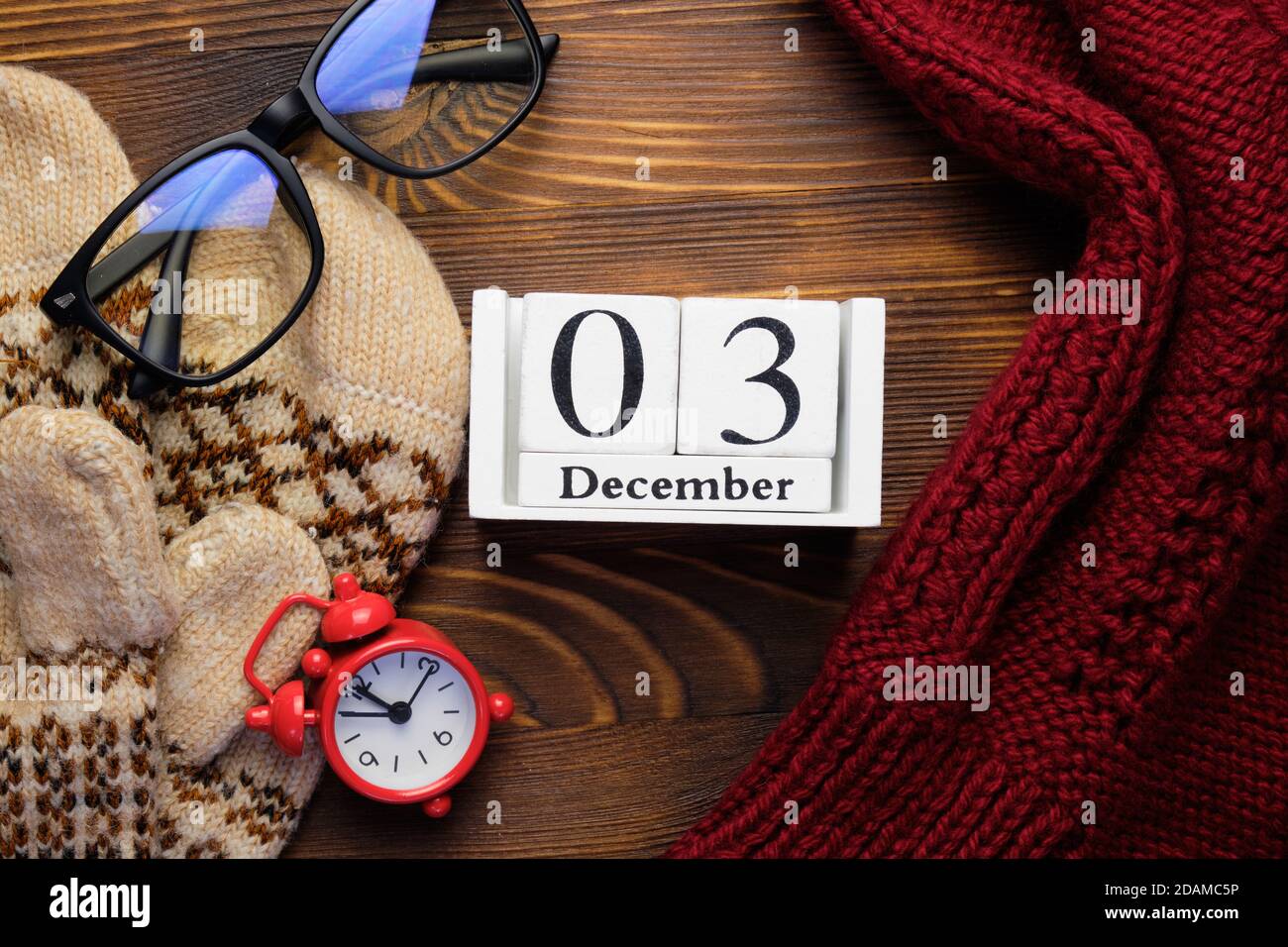 third day of winter month calendar december Stock Photo - Alamy