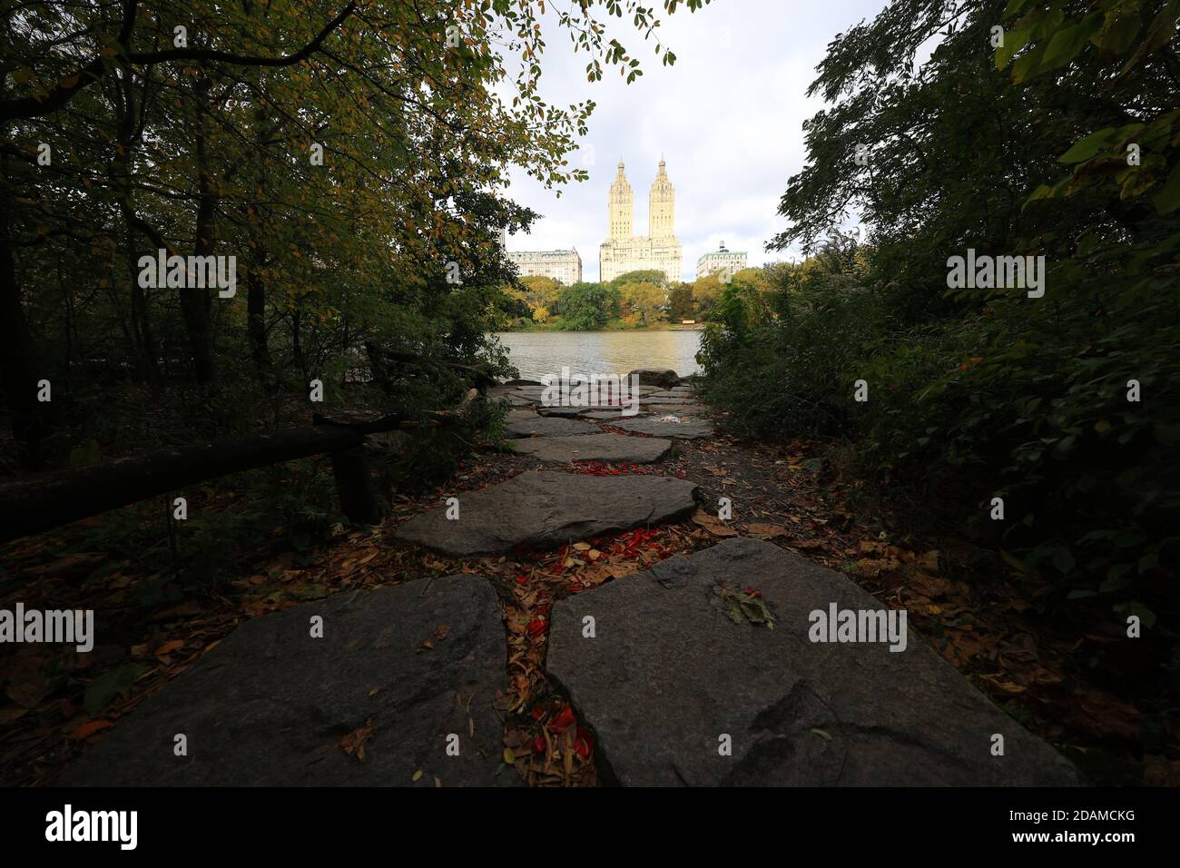 A view of the Lake inside the Ramble in Central Park, New York City ...