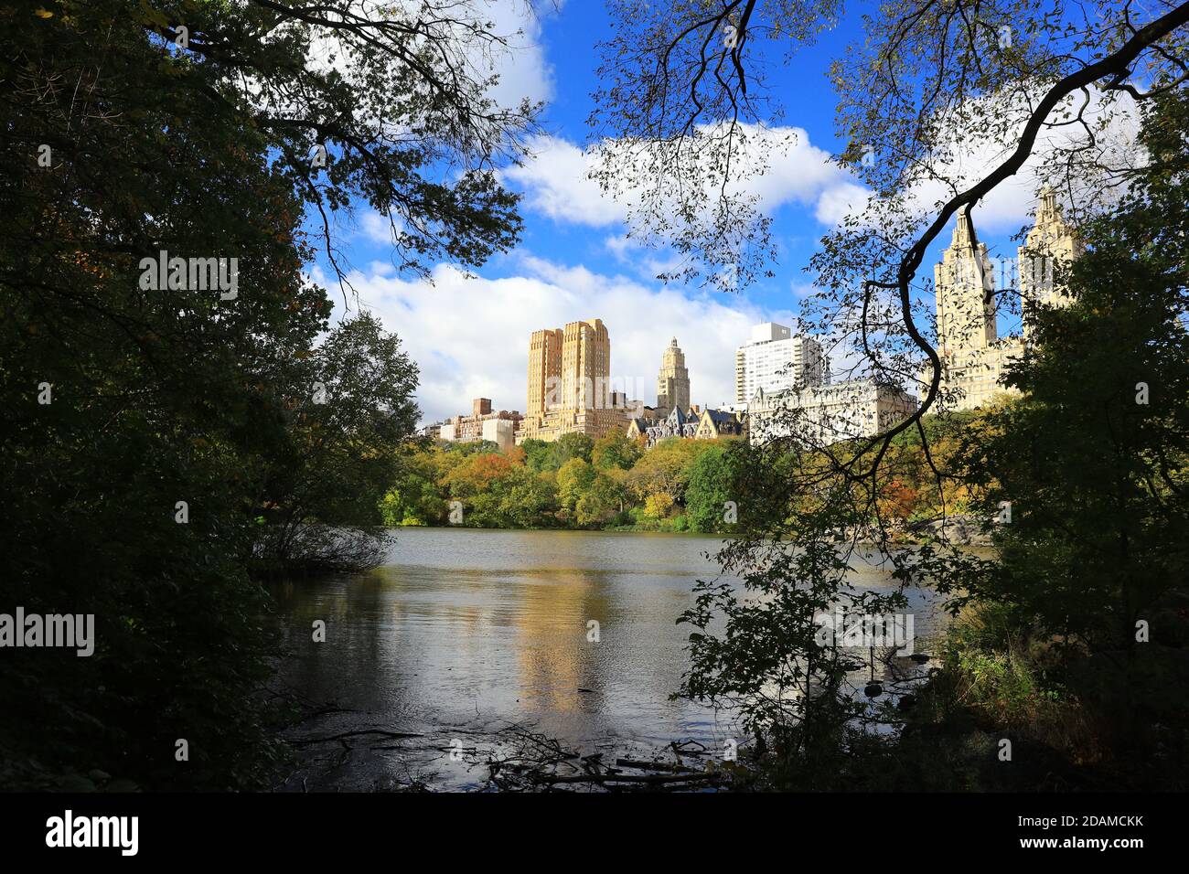 A view of the Lake from the Point inside the Ramble in Central Park ...