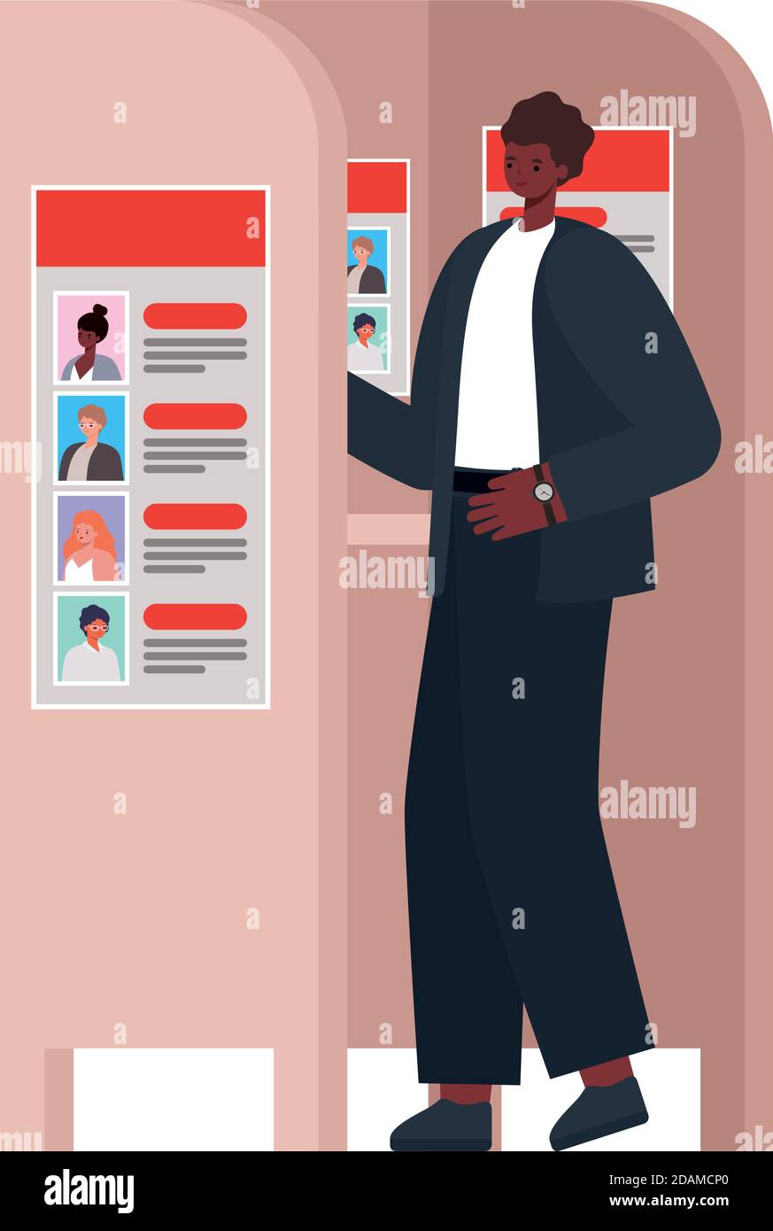 man voting with black hair and black suit in voting booth Stock Vector ...