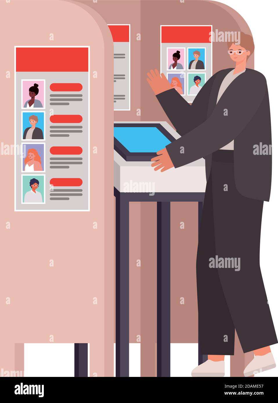 man with ligth brown hair and a dark suit in voting booth Stock Vector ...