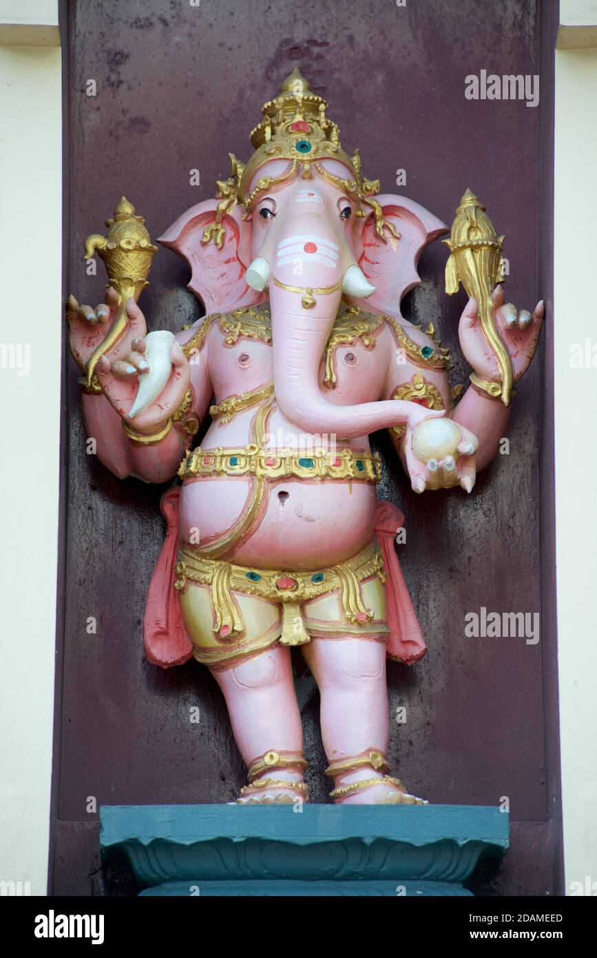 Sculpture of Ganesh on outside walls of Sri Kandaswamy Kovil Hindu ...