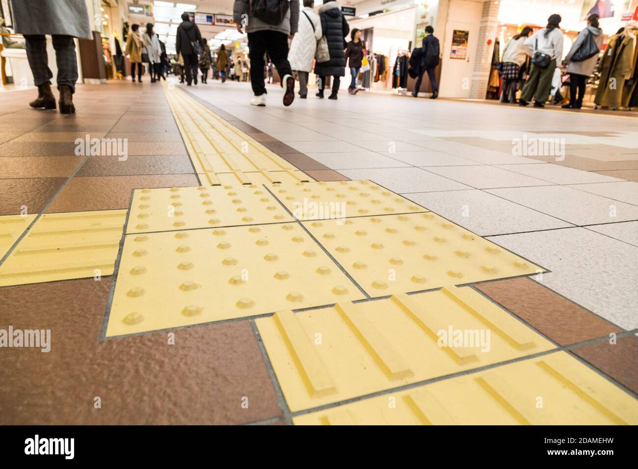 Indoor tactile paving foot path for blind and vision handicap Stock ...