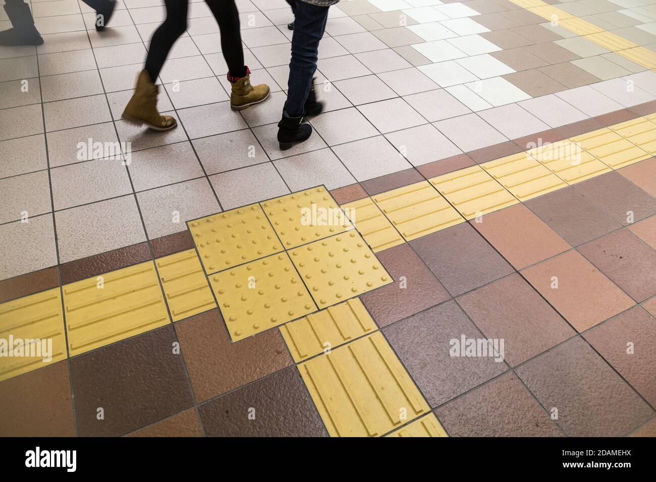 Indoor tactile paving foot path for blind and vision handicap Stock ...