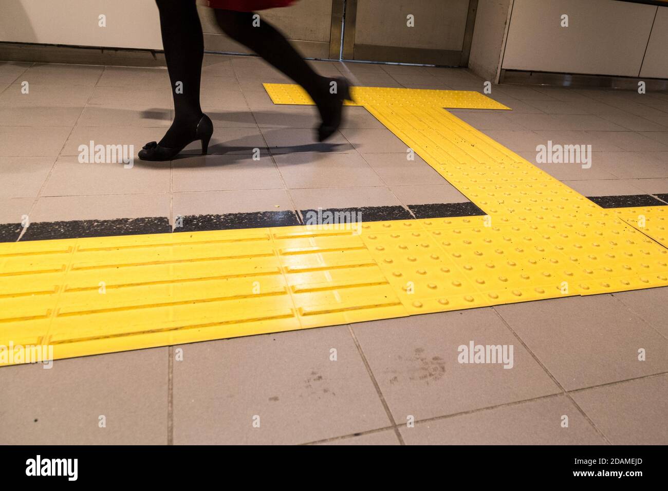 Indoor tactile paving foot path for blind and vision handicap Stock ...