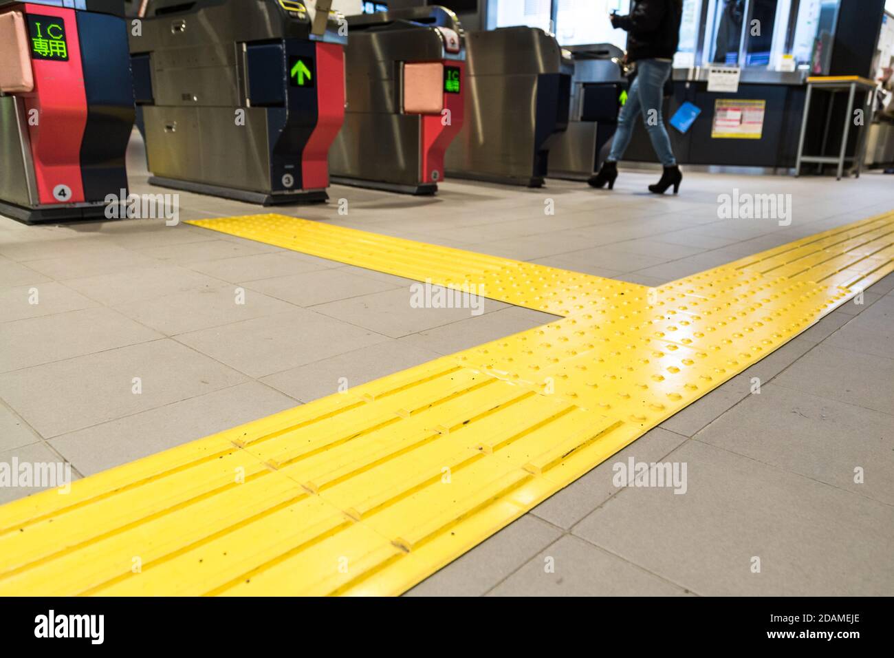Indoor tactile paving foot path for blind and vision handicap Stock ...