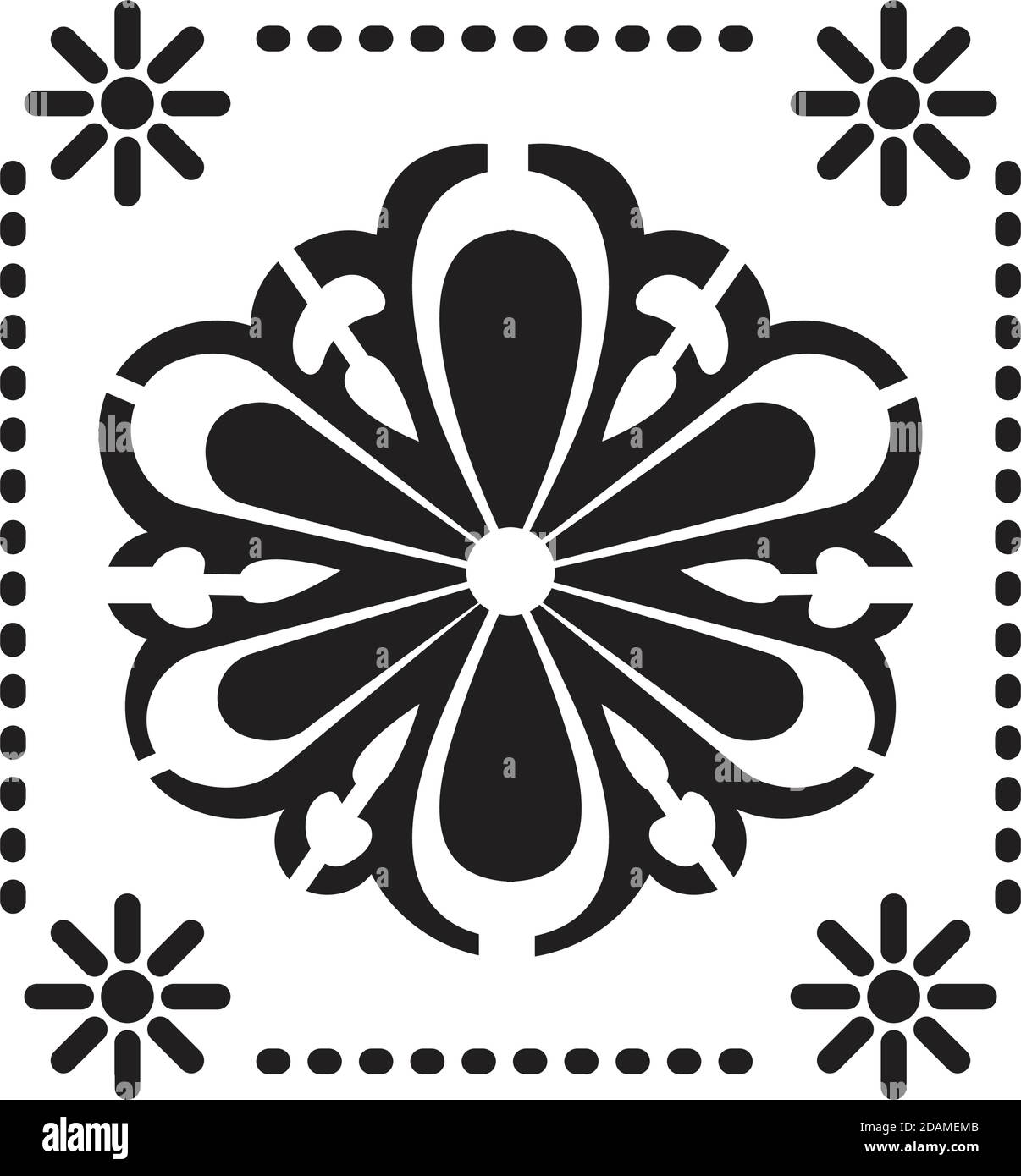 mexican sunflower icon with small suns on white background Stock Vector ...