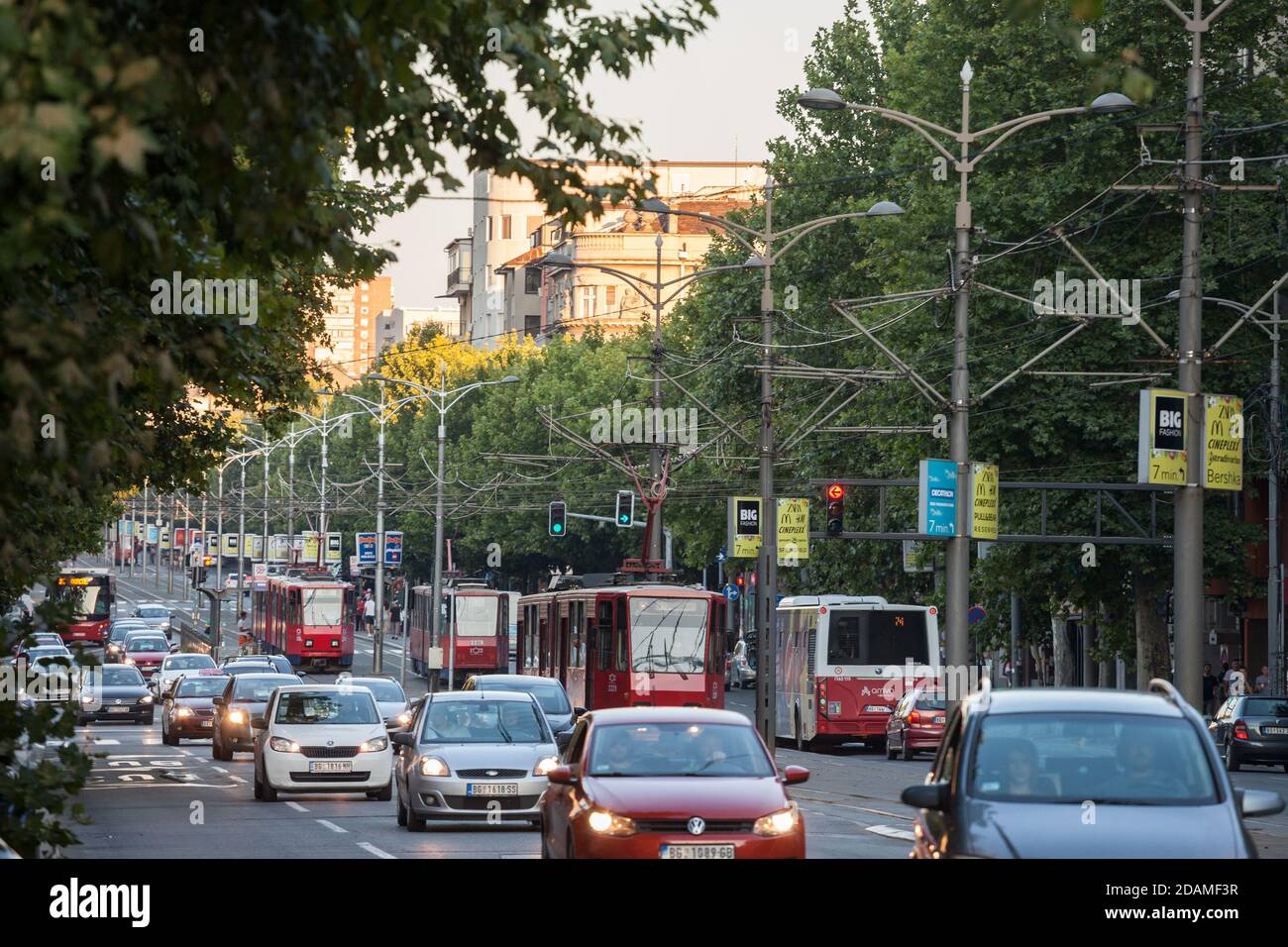 Urban scene with cars and trams hi-res stock photography and images - Alamy