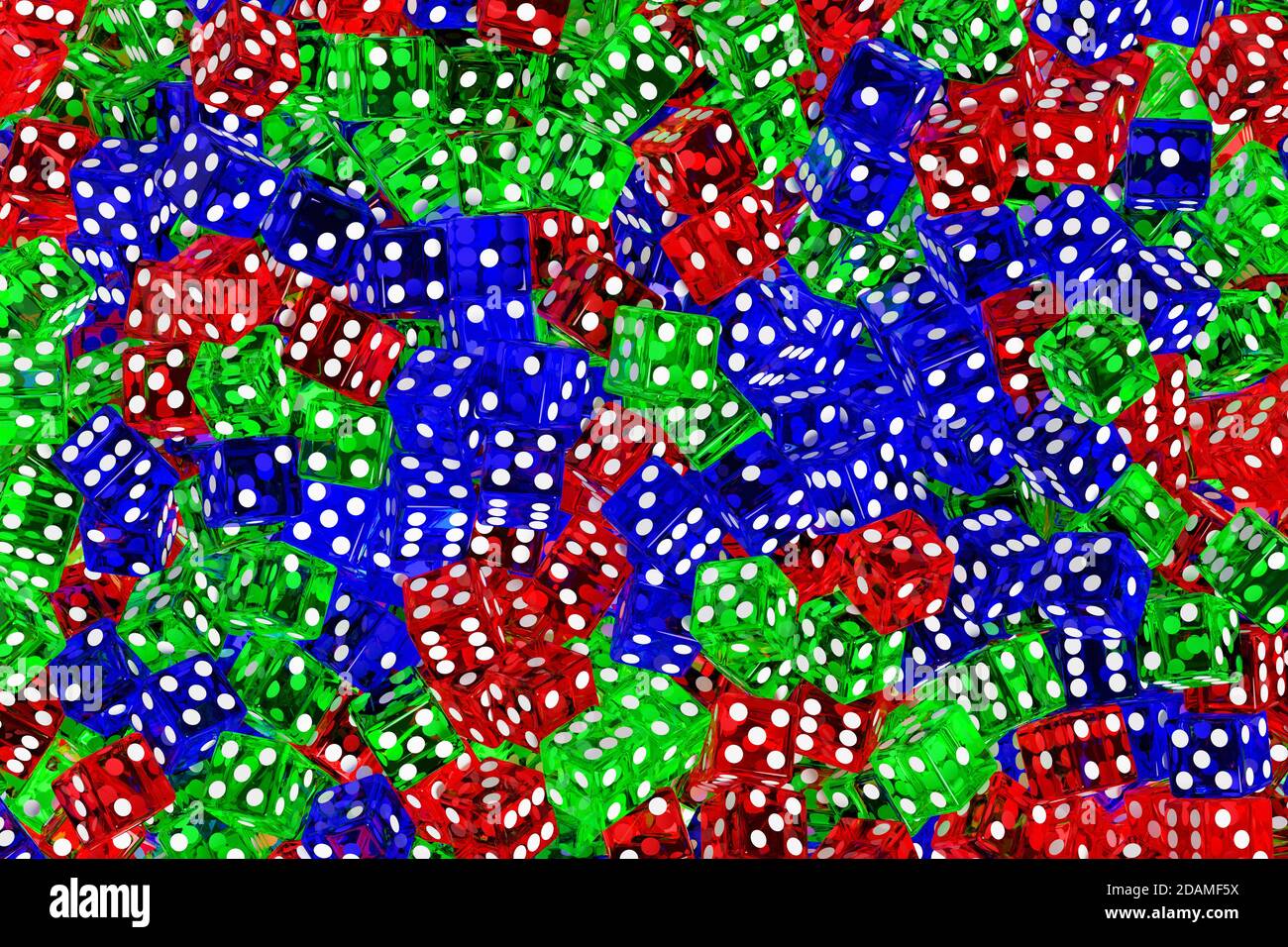 Top view of many colorful dice. 3d illustration Stock Photo - Alamy