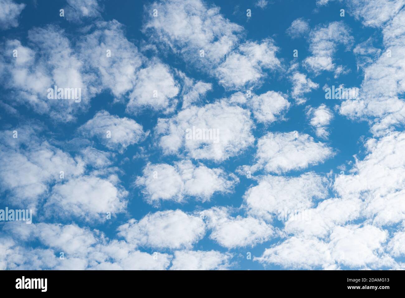 Multiple clouds on blue sunny sky background Stock Photo - Alamy