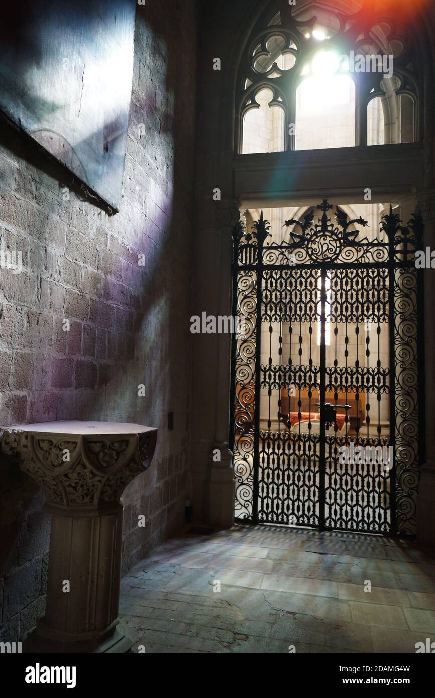 sacred, holy altar in cathedral with colorful light Stock Photo - Alamy